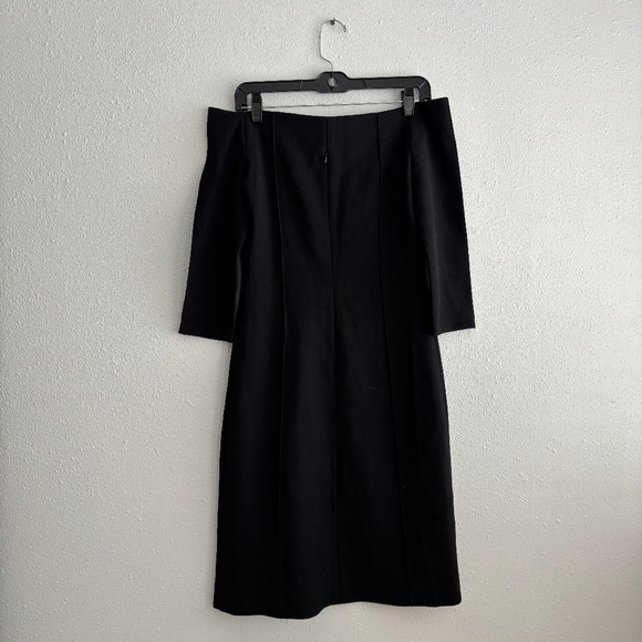 Heidi Weisel | Dresses | Heidi Weisel Black Wool Off The Shoulder Midi ...